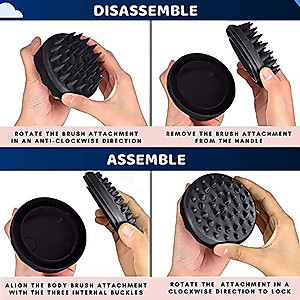 Soaab Head and Scalp Massager Shampoo Brush with Soft & Flexible Silicone Bristles for Hair Care and Head Relaxation, Ergonomic Scalp Scrubber, Exfoliator for Dandruff Removal and Hair Growth (Black)