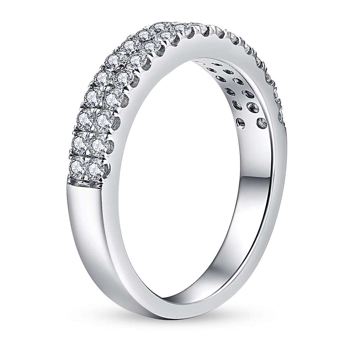 AVECON 925 Sterling Silver Womens Wedding Band Round 5A Cubic Zirconia Eternity Engagement Ring Sterling Silver Infinity Ring Size 7