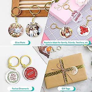 Acrylic Keychain Blanks, Audab 120pcs Blank Keychains for Vinyl Kit Including 30pcs Acrylic Discs, 30pcs keychain Tassels, 30pcs Gold Key chain Rings and 30pcs Jump Rings for DIY Keychain, Vinyl Craft