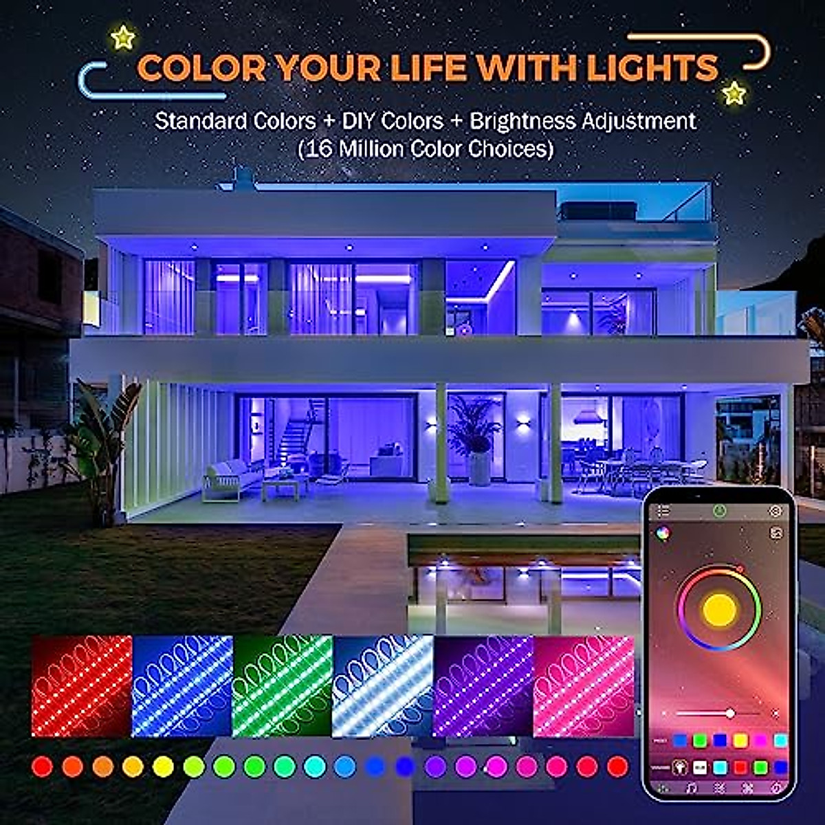 BEAMNOVA RGB Commercial Storefront Light Kit 40Ft Window Lights Modules with Remote, Bluetooth Control Box DC 12V Power Supply Transformer Adhesive Waterproof Outdoor Strip Lights