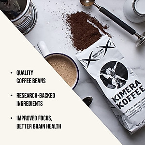 Kimera Koffee - Organic Medium Roast Ground Coffee | Original Blend | Infused with Brain Vitamins |Taurine, Alpha GPC, DMAE, and L-theanine | Enhance Cognitive Stamina & Athletic Performance | 12oz