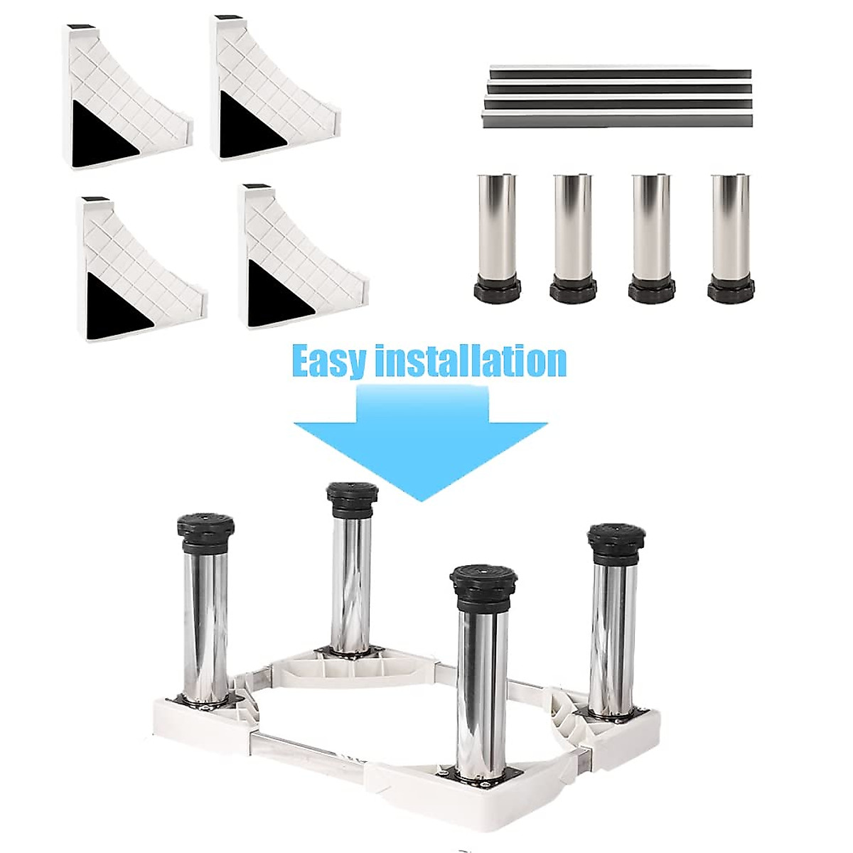 SSEHCWAN Washer and Dryer Stands, Washing Machine Stand Base Adjustable Appliance Base Max Load 770LB/350KG Pedestal for Washing Machine Dryers Refrigerator, Increase 9.4-10.6inch 24-27cm Height