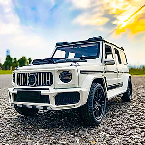 WAKAKAC 1/18 Scale Benz Model Car for Adults Collectible,Pull Back Vehicles with Music and Light,Hood Can Be Opened Cars(White)