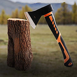 Chopping Axe, 15” Camping Outdoor Hatchet for Wood Splitting and Kindling, Forged Carbon Steel Heat Treated Hand Maul Tool