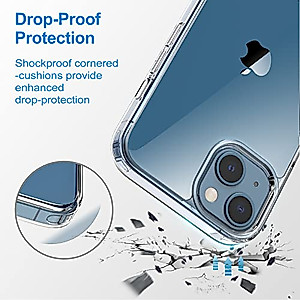 JETech Kickstand Case for iPhone 13 Mini, 5.4-Inch, Support Wireless Charging, Slim Shockproof Bumper Phone Cover, 3-Way Metal Stand (Clear)