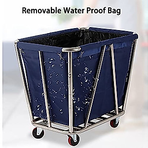CXWAWSZ 10 Bushel Laundry Cart with Wheels Heavy Duty Home Laundry Cart Large Commercial Industrial Laundry Baskets with Steel Frame and Waterproof Oxford Cloth, 300 Lbs Weight Capacity