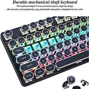 RMENST Gaming Keyboard, 87 Keys, Wired LED Backlit Computer Keyboard, USB Ergonomic Mechanical Keyboard for Desktop/Computer/PC (Color : White)