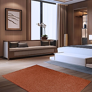 Ambiant Galaxy Way Solid Color Area Rugs Rust - 2' Round, Indoor, Stain & Fade Resistant, Perfect for Living Room, Bedroom, Dining Room, Entryway, Pet & Kids Friendly Rug, Wedding, Made in USA