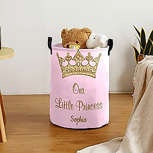 Laundry Basket Our Little Princess Laundry Bag Hamper Collapsible Oxford Cloth Home Storage Bin with Handles