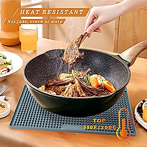 MR.CHOU Silicone Bar Mat, Thick Durable Dish Drying Mats for Kitchen Counter, Heat-Resistant & Food Safe Coffee Mat for Cafe Restaurants, 12" X 6" Dishwasher Safe Spill Mat, 2 PCS Gray