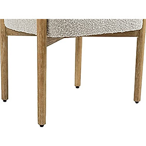 Meridian Furniture Hyatt Collection Mid-Century Modern Dining Chair, Solid Wood Finish, Rich Boucle Fabric, 26.5" W x 22" D x 28" H, Cream