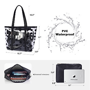 AIBILIEI ABLE Women's Clear Tote Bags Multi-Use Shoulder bag Handbag Beach bag Shopping Bag (Black)