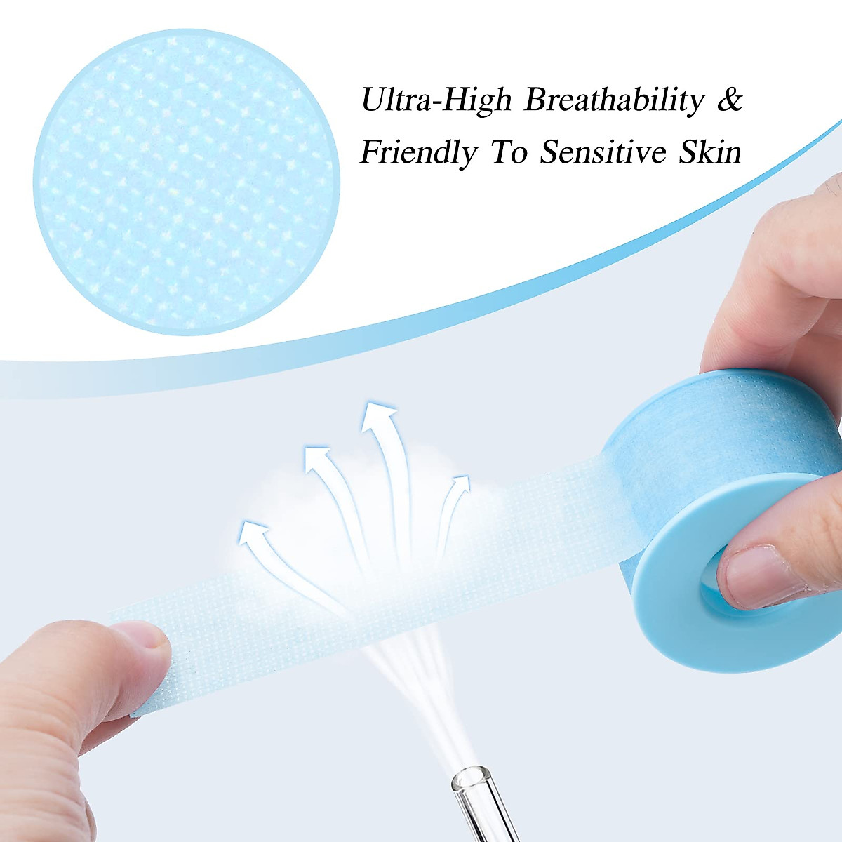 QUEWEL Lash Tape for Eyelash Extensions Blue Eyelash Tape Stick Well Breathable Eyelash Extension Tape Microfoam Tape Eyelash Extensions Flexible & Comfortable for Sensitive Skins to Use (Blue)