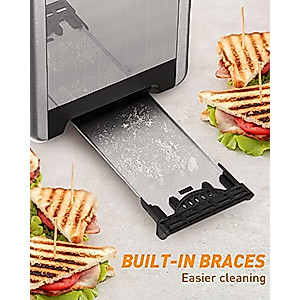 2 Slice Toaster - Stainless Steel Wide Slot Toasters 6 Shade Settings Defrost/Bagel/Cancel with Drop-Down Crumb Tray, Compact Countertop Toaster for Artisan Bread, Muffin, Croissant, Bagel, Waffles