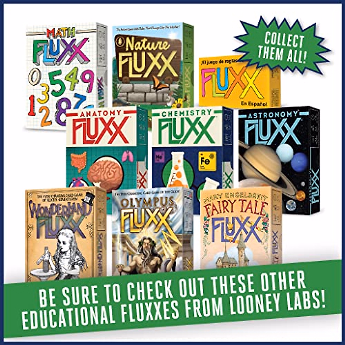 Looney Labs Chemistry Fluxx Card Game - Science Games Card Games for Kids Adult Games Family Games School Games with Elements Atom Molecules Periodic Table 2-6 Player Board Games for Ages 8 and Up