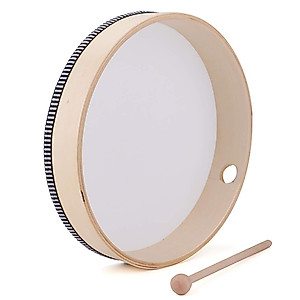 Foraineam 10 Inch & 8 Inch Hand Drum Percussion Wood Frame Drum with Drum Stick