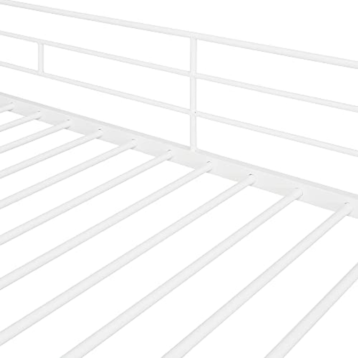 Tdewlye Multifunctional Design Twin Size Metal Loft Bed with Desk and Shelves, for Girls,Boys,Kids,Teens, (White-@66)