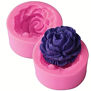 HengKe 2 Piece 3d Flower Bloom Rose Shape Silicone Molds for Cupcake Dessert Chocolate Jelly Cookie Decor, Jewelry, Pastry, Chocolate,Handmade Soap Mould Candy Making