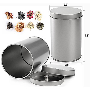 Yesland 6 Pack Tea Tin Canister with Airtight Double Lids, 12 Oz Tin Can Box and Small Round Kitchen Canisters for Loose Tea, Coffee, Candy, Herbs and Spices(Silver)