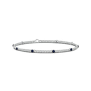 Angara Natural 0.63 Ct Blue Sapphire Stackables Bracelet for Women in 14K White Gold (Grade-A | Size-2.4mm) | September Birthstone, Birthday, Engagement, Anniversary Jewelry Gift For Women