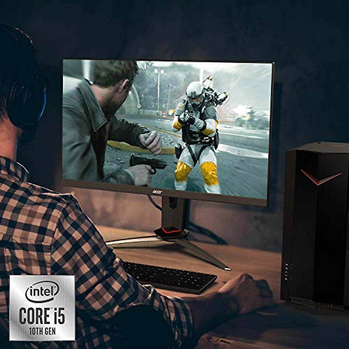 Acer Nitro 50 Gaming Desktop, 10th Gen Intel Core i5-10400F 6-Core Processor, GeForce GTX 1660 Super, 8GB DDR4, 512GB NVMe M.2 SSD, Intel WiFi 6, Keyboard and Mouse, N50-610-UR15