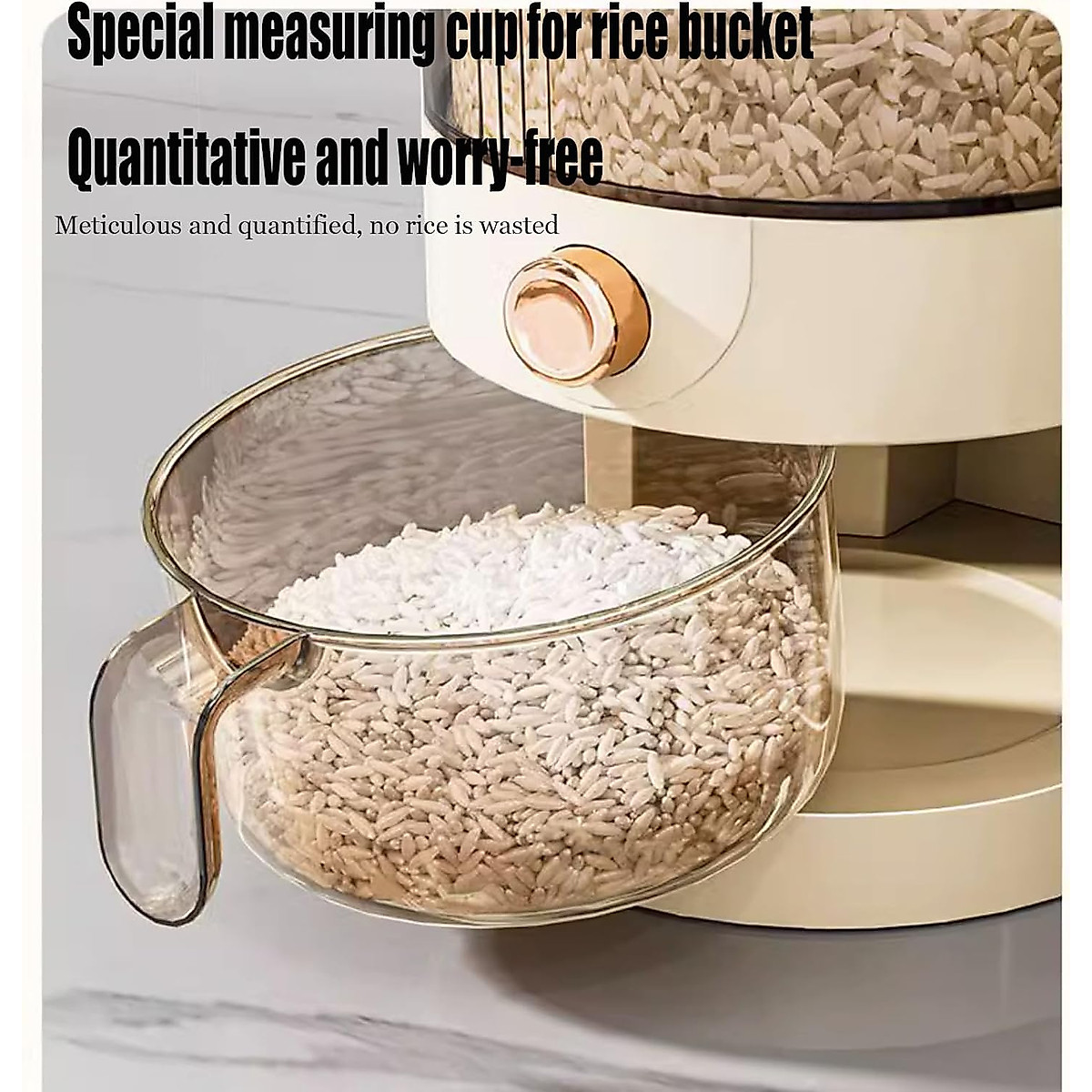 Peaoop 22LBS Rice Dispenser, Large Grain Container Storage with Lid Measuring Cylinder Household Cereal Dispenser Bucket for Kitchen Soybean Corn (22lb)
