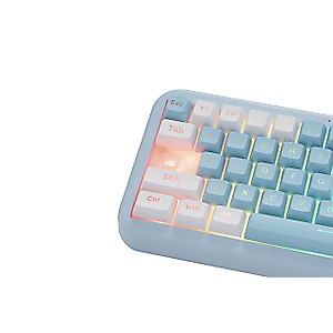 KOLMAX 60% Wireless Gaming Keyboard,Ultra-Compact 2.4G Rechargeable RGB Gaming Keyboard,with Detachable Wrist Rest Backlit Ergonomic 63 Keys Keyboard for Windows Mac PC Xbox PS4 Gamers(Bluewhite)…