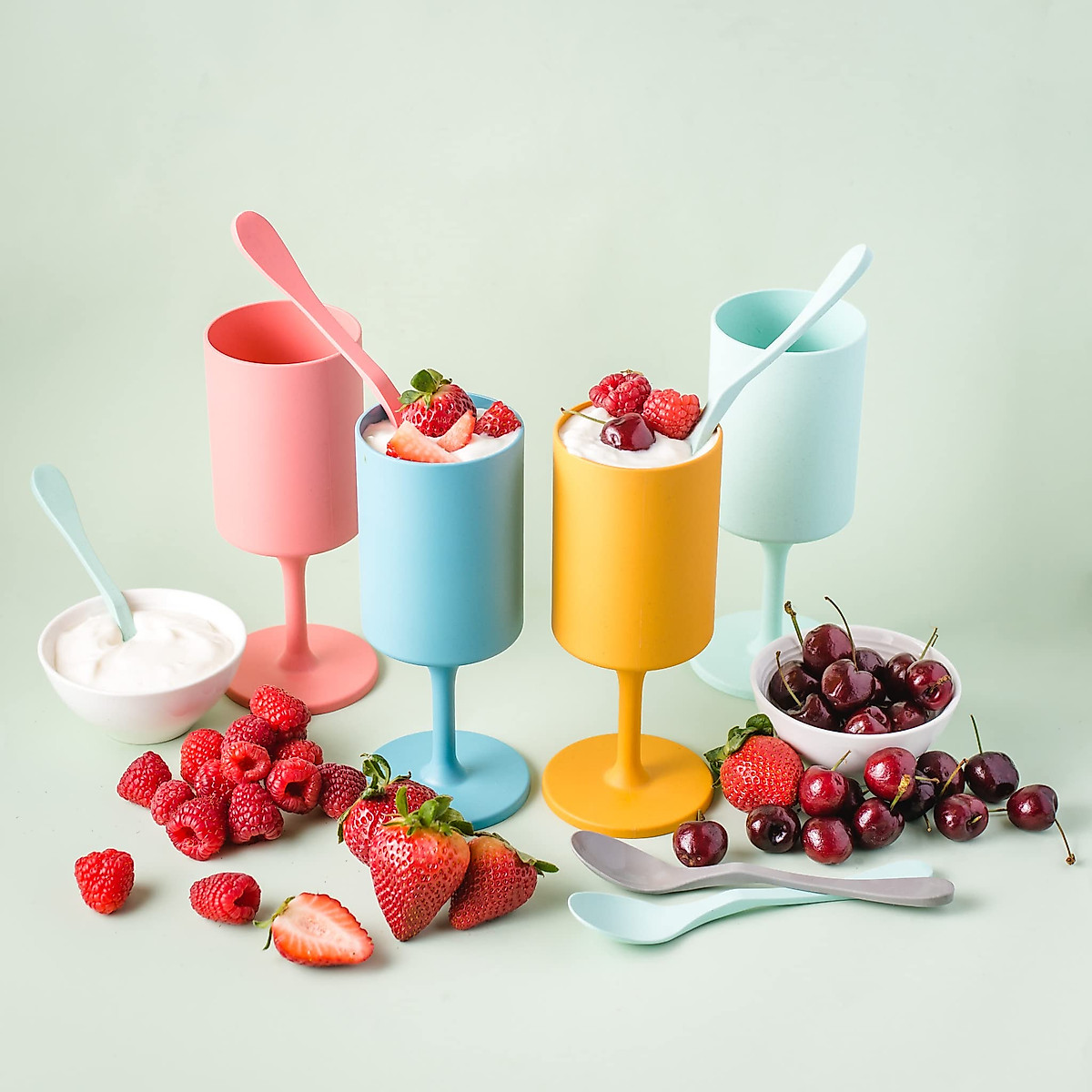 Knork Eco Party Bundle, Party Cup Outdoor Wine Glass, Single, Stem, Orange