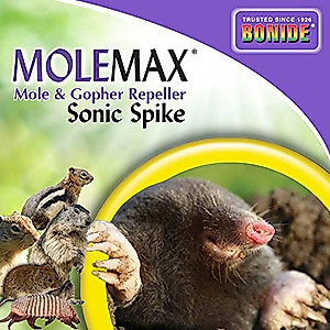 Bonide Molemax Animal Repellent Stake For Gophers and Moles, Battery Operated, Humane Repellent
