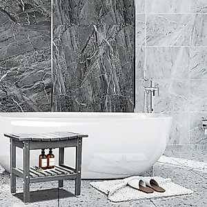 HDPE Shower Bench Inside Shower Stool with Space-Efficient Storage Shelf, Shower Bath Chairs Spa Stool for Bathroom - Great for All Ages Unisex Elderly