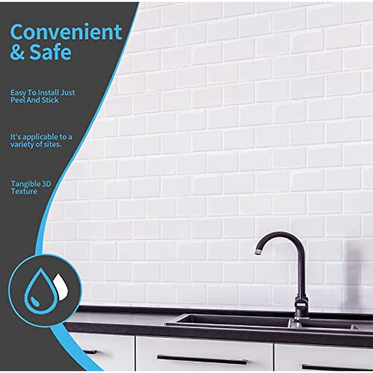 Art3d 10-Sheet Peel and Stick Tile Backsplash - 12"x12" Premium Kitchen Backsplash Peel and Stick Tile, White