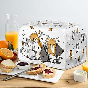 Bulopur Cartoon Cute Cats Printed 2 Slice Toaster Cover Toaster Storage Bag Microwave Toaster Oven Cover, Stain Resistant, Washable & Waterproof