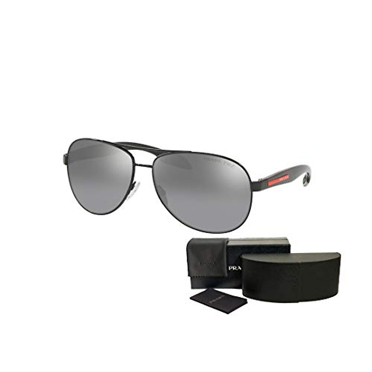 Prada PS53PS LIFESTYLE 1AB2F2 62M Black/Grey Mirror Silver Gradient Polarized Pilot Sunglasses For Men+ BUNDLE With Designer iWear Complimentary Eyewear Kit