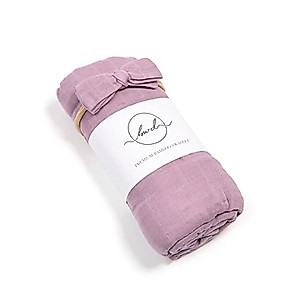 Baby Want Designs Baby Swaddle Blanket & Bow; Premium Bamboo Cotton Newborn Swaddle Set; Ultra-Soft & Eco-Friendly, Large 47 in, Machine Washable, Swaddles for Newborns- Mauve