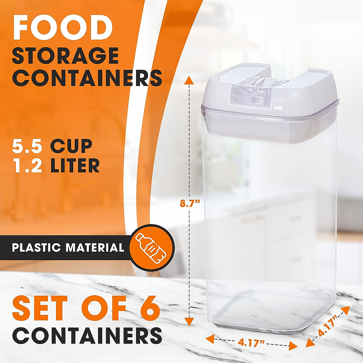 Cheer Collection Airtight Food Storage Containers, Kitchen Storage Containers for Pantry, Set of 6 Food Containers with Lids Airtight, Pantry Storage Containers & Organizers with Lids, 12L, Pink