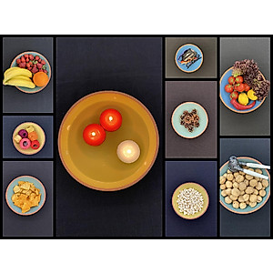 Handmade 10-inch Decorative Rustic Terracotta Bowl: Unique Gift! Ideal for Serving Fruit, Salad, Snacks, and Decorating. Leaf-Blue