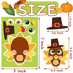 Funnlot Thanksgiving Party Games for Kids Thanksgiving Stickers for Kids 36 Sheets Make A Turkey Stickers Thanksgiving Arts and Crafts for Kids for Thanksgiving Games Supplies