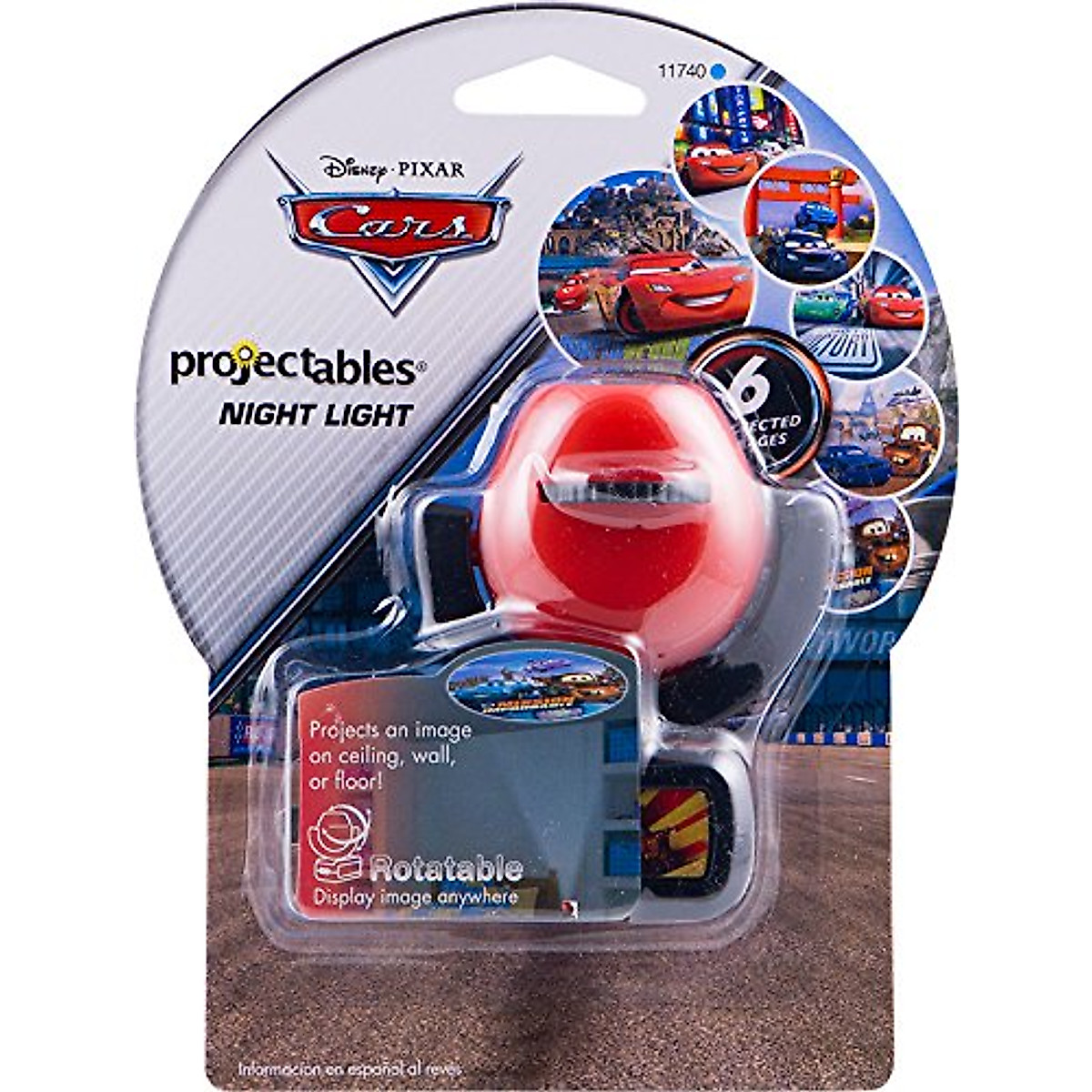 Projectables Pixar Cars LED Kids Night Light, Plug-In, Projector, Dusk-to-Dawn, Lightning McQueen, Mater, Holly, for Hallway, Bedroom, Nursery, Playroom, Gaming Room, 11740