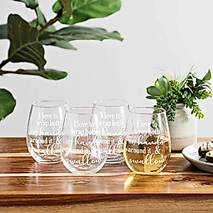 I love to wrap both my HANDS around it and SWALLOW | Funny Stemless wine glass | perfect for Bachelorette Gift | 21oz Laser Engraved Design | Gag Gift for Women