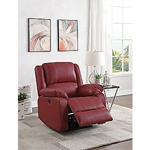 Acme Furniture PU Upholstered Power Recliner with USB Port, Red