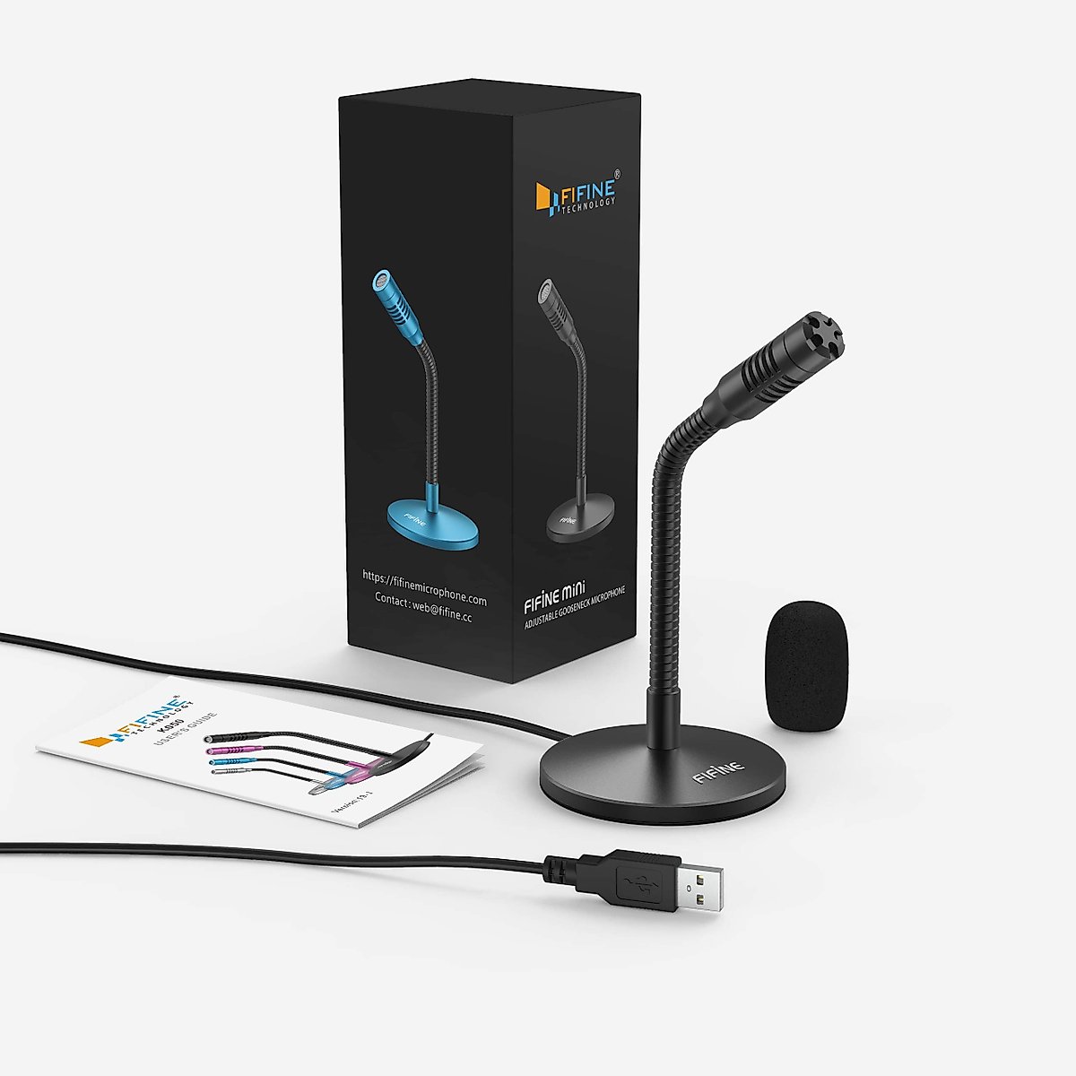 FIFINE Mini Gooseneck USB Microphone for Dictation and Recording,Desktop Microphone for Computer Laptop PC.Plug and Play Great for Skype,YouTube,Gaming, Streaming,Voiceover,Discord and Tutorials-K050