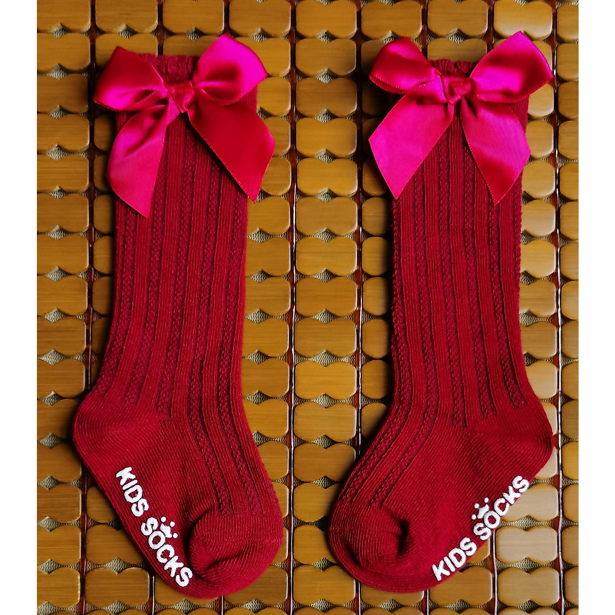 QandSweet Baby Girl Knee-High Socks Toddlers Bow Stockings Newborn Infant Non-Slip Sock (0-12 Months, A Non-skid 5 Pairs)
