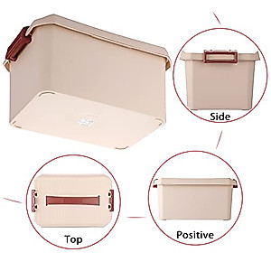 BTSKY Plastic Storage Box& Carry Box, Plastic Storage Container Multipurpose Portable Tool Box Sewing Box with Removable Divider Tray Locking Lid &Handle (Pink, L)