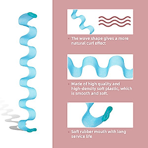 Essenergi 30pcs Heatless Hair Curlers Rollers Wave Curls Styling Kit with 2 Sets Styling Hooks,No Heat Spiral Curlers for Short and Medium Hair(12 Inch/ 30 cm)