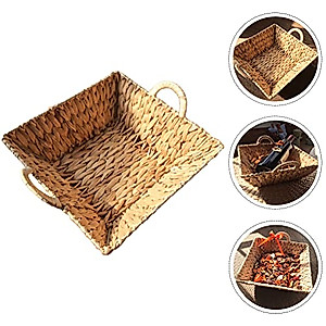 LUOZZY 2pcs Storage Basket Straw Woven Basket Desk Organizer Decorative Basket Sundries Holder for Home