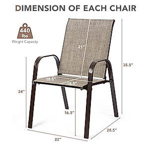 Tangkula 2 Piece Patio Dining Chairs, Outdoor Bistro Chairs W/Curved Armrests, Easy-to-Dry Fabric, Reinforced Steel Frame, Wide & Comfortable Camping Chairs for Garden, Poolside, Backyard (1, Grey)