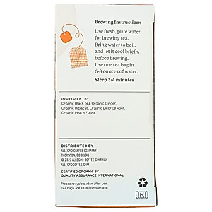 Allegro Tea, Organic Ginger Peach Black Tea Bags, 20 ct
