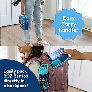 BOZ Bento Box for Kids - Kids Bento Lunch Box for Ages 3 to 7 – Toddler Lunch Box for Daycare – Leak Proof 4 Compartments Kids Lunch Container – Dishwasher Safe Kids Bento Box – Dinosaur Lunch Box