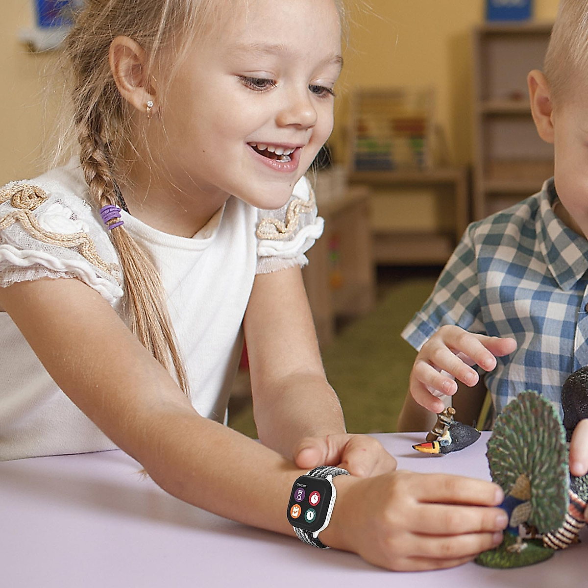 SimpleThings Braided Band Compatible with Cosmo JrTrack 3/Cosmo JrTrack 2 SE/Cosmo JrTrack 2/Cosmo JrTrack Smartwatch, 2Pack Stretchy Nylon Strap with Snap-on Clasp