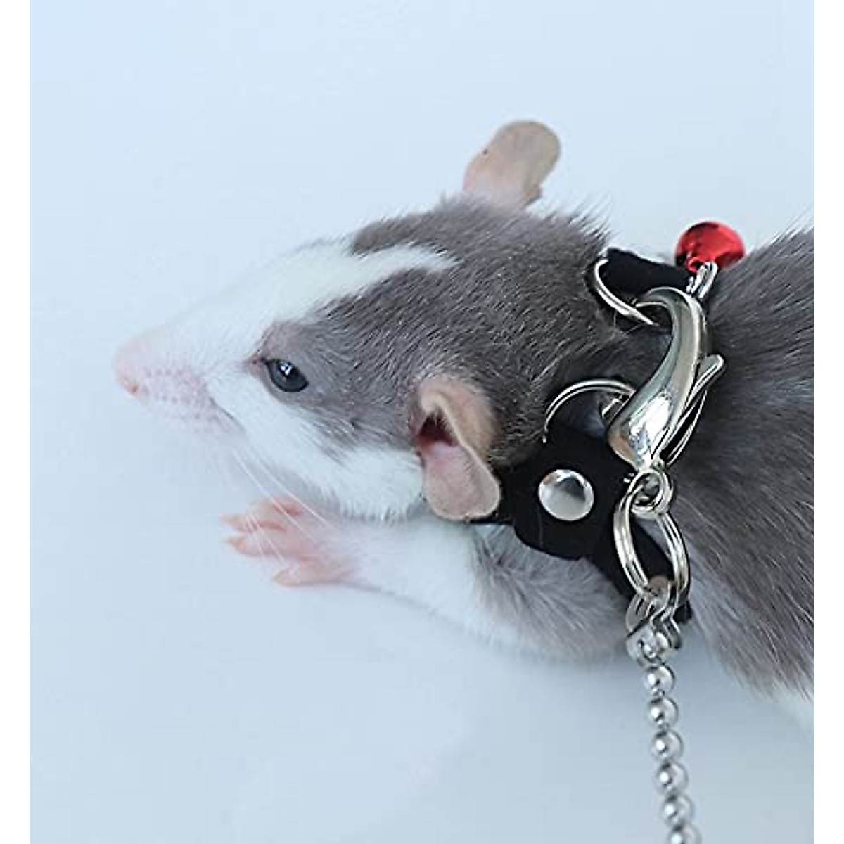 3 Pack Rat Harness and Leash Set - Adjustable Traction Rope Strap Anti-Biting Chain Rope, Small Animal Training Walking Vest Leash for Fancy Rat Mouse Gerbil Hamster Sugar Glider Birds Reptile (Black)